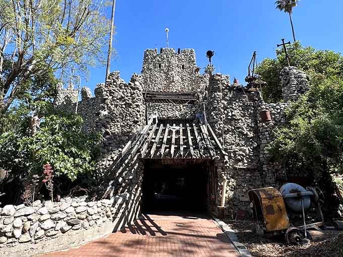This wild mosaic of river rocks and recycled treasures looks like Gaudi took a California vacation and never left.