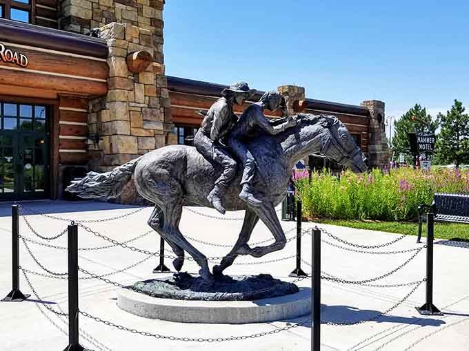 Bridging history and interstate travel. The Archway's impressive bronze rider captures the spirit of America's westward journey.