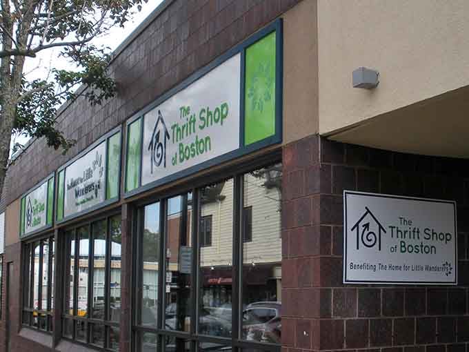 The fresh green signage brightens up the streetscape like a beacon calling all bargain hunters to come explore inside.