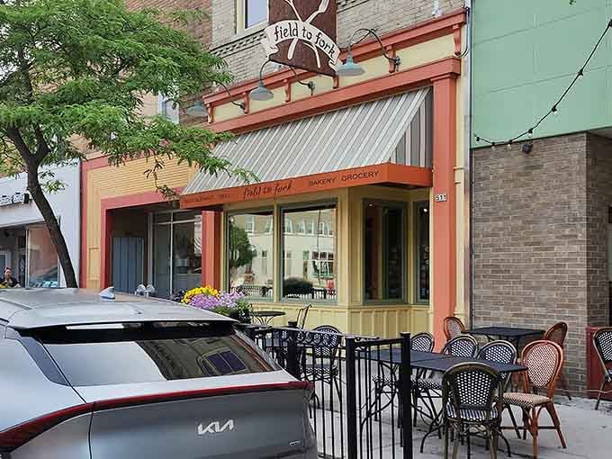 The inviting patio and bright facade welcome diners to experience farm-to-table goodness in downtown Sheboygan's heart.