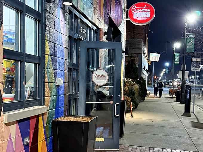 By night, Grandma Bob's glows like a pizza beacon on Michigan Avenue, drawing in hungry Detroiters seeking artisan pies.