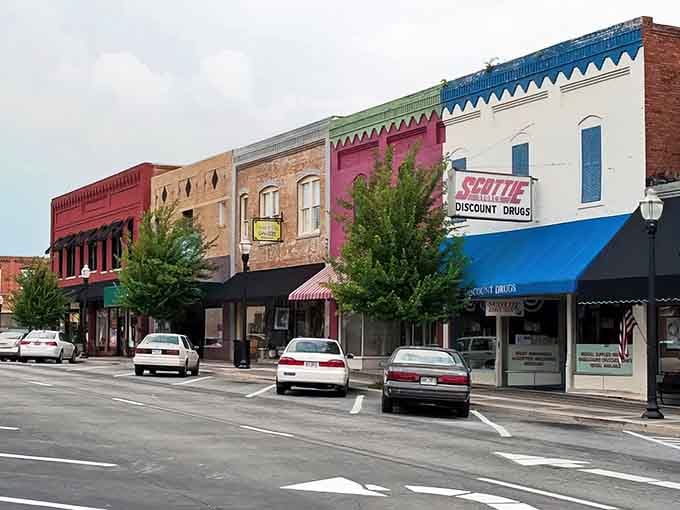 Downtown Hartwell's rainbow of buildings creates a streetscape more vibrant than a box of crayons after the kids left home.