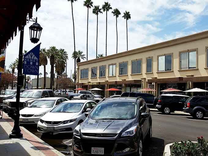 Hemet's downtown offers that classic California combination: sunshine, palm trees, and parking spaces that actually exist.