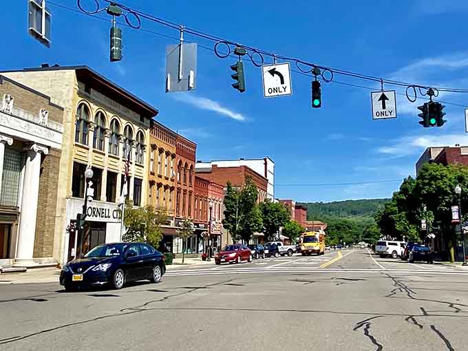 Wide streets and blue skies stretch ahead, inviting you to explore without fighting crowds or paying for parking.