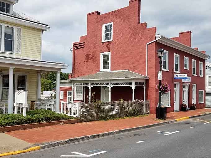 That red brick building with the white picket fence practically begs you to stop and take a photograph.
