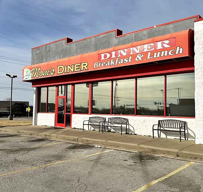 The classic diner silhouette of Mom's Diner &ndash; where breakfast is served all day and calories don't count.