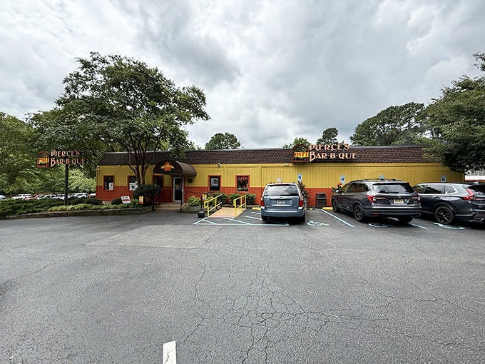 Pierce's cheerful yellow building houses some of Virginia's most beloved pulled pork.