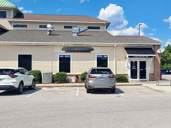 Those clean lines and neutral tones create a welcoming space where the seafood takes center stage beautifully.