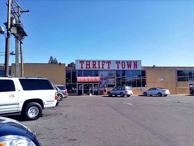 Under the clear California sky, Thrift Town stands ready to welcome treasure hunters from all walks of life.