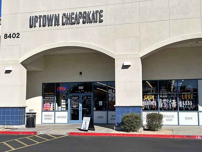 Clean architectural lines and that "OPEN" sign invite you into a world where style meets sensible spending.