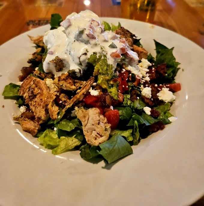 This salad comes loaded with chicken and enough toppings to make lettuce actually seem exciting.