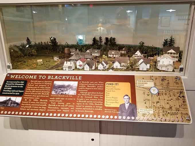 The Blackville exhibit showcases small-town railroad life with charming detail and authentic historical perspective throughout.