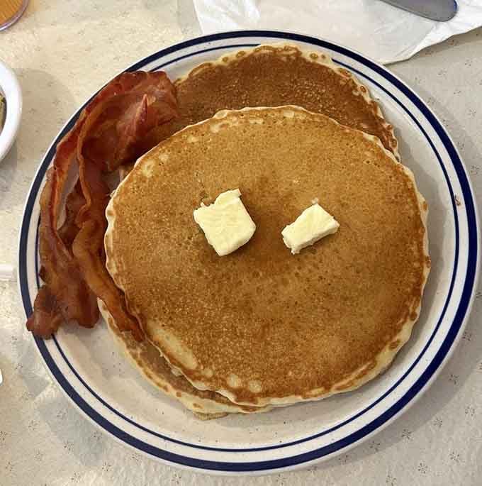 Golden pancakes with crispy bacon, because some combinations are simply meant to be together forever.