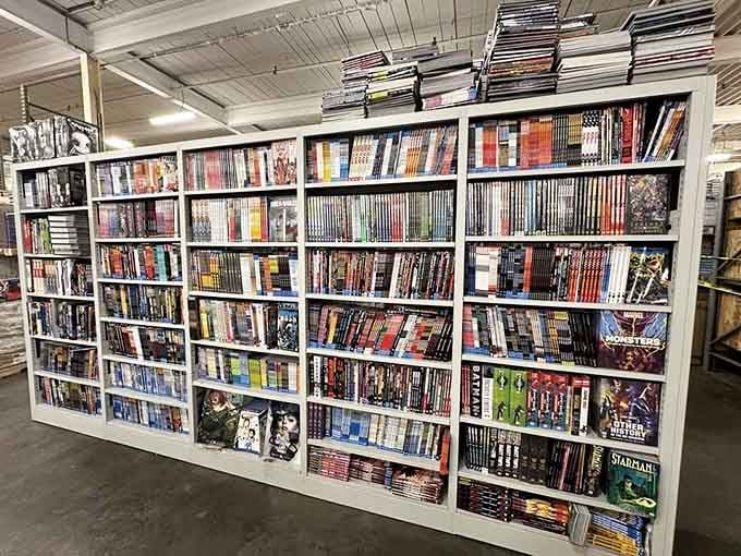 Manga and graphic novels line the shelves, proving superheroes come in all formats and languages.
