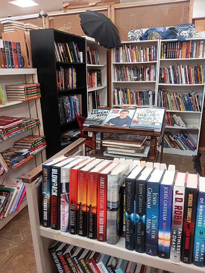 The book section: where bestsellers of yesteryear patiently wait for new readers who haven't yet heard their stories.