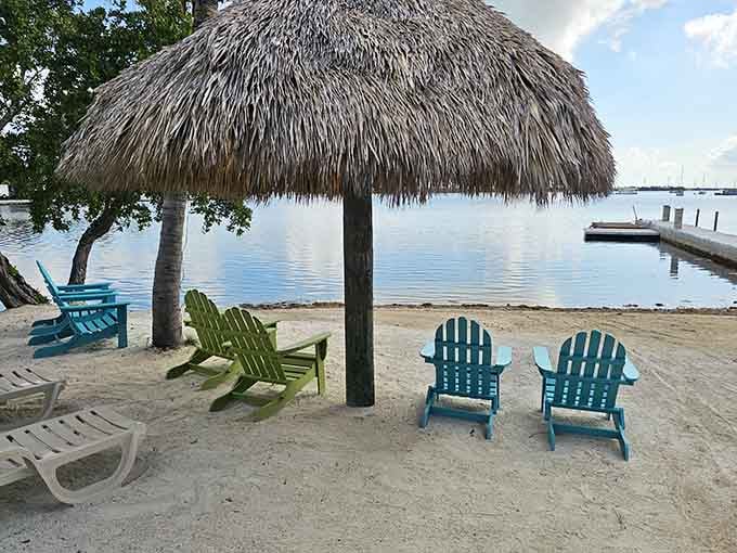 Tiki hut seating where happy hour lasts as long as you want and the view never gets old.