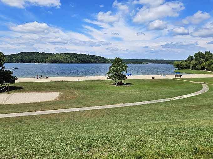 Mounds State Recreation Area offers beaches where you actually want to know what you're stepping on, unlike certain other lakes.