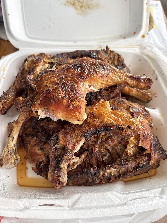 Golden-skinned, wood-smoked chicken that falls off the bone like it's been planning this moment its whole life.