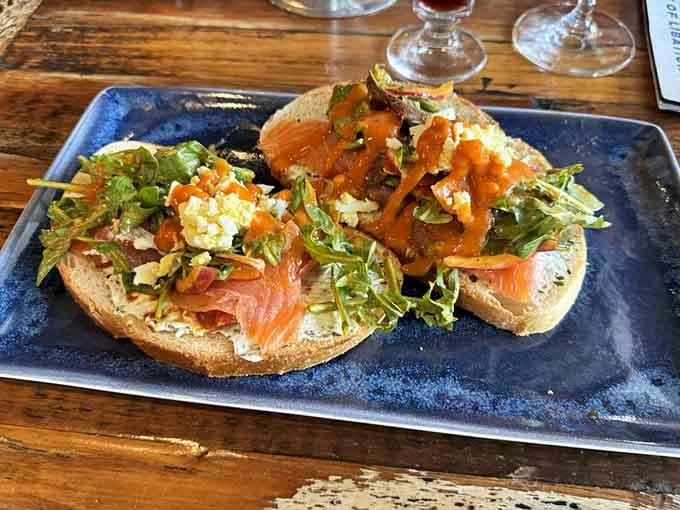 Smoked salmon on toast looks this good when someone actually cares about what they're serving you for brunch.