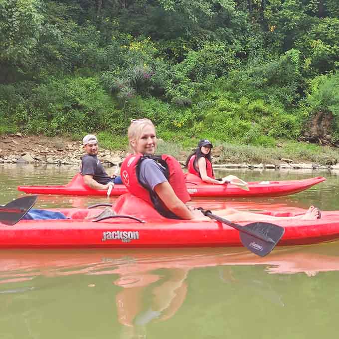 Paddling the Green River offers a peaceful escape where the only traffic jam involves turtles sunbathing on logs.