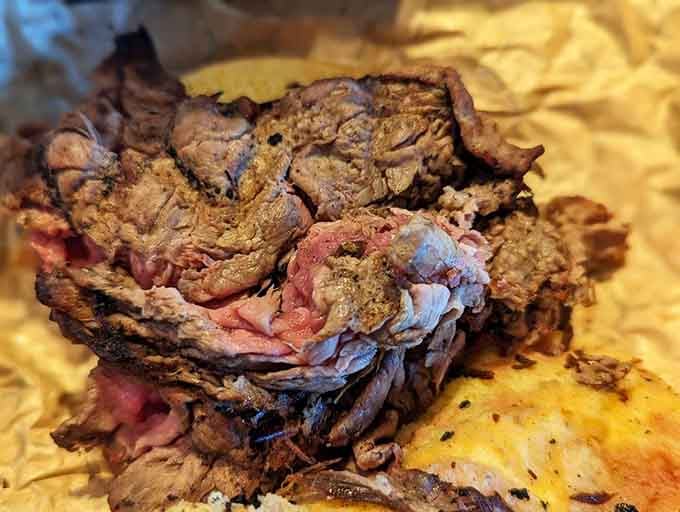 That gorgeous pink center with charred edges proves pit beef is Baltimore's answer to barbecue perfection done right.