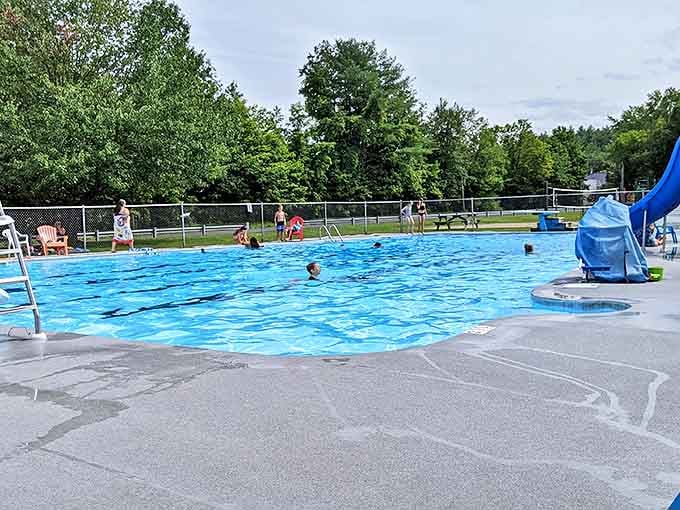 Nothing says "summer in Vermont" quite like a community pool surrounded by mountains, where locals and visitors alike escape the antiquing marathon.
