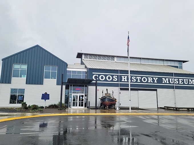 The Coos History Museum sits waterfront, telling stories of loggers, fishermen, and people who actually built something with their hands.