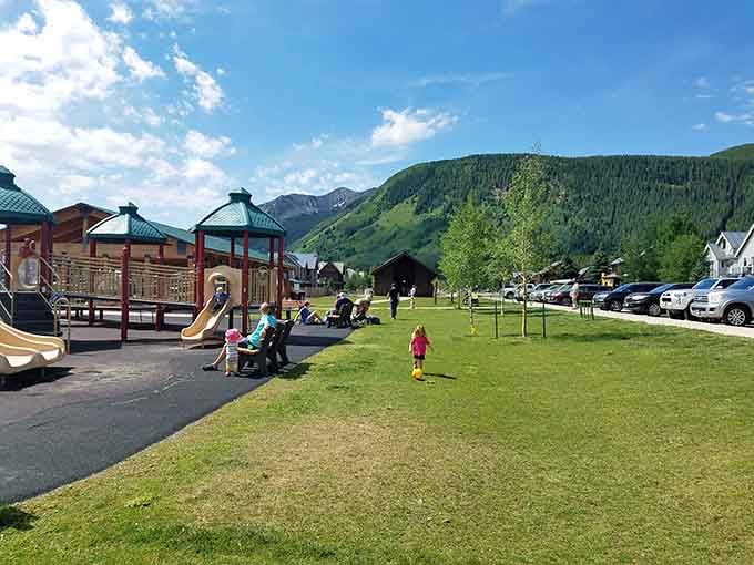 Rainbow Park: where kids play with actual mountains as their backdrop instead of concrete and car exhaust.