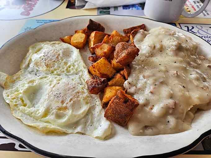 When biscuits meet gravy like this, it's basically a love story with a delicious, peppery happy ending.