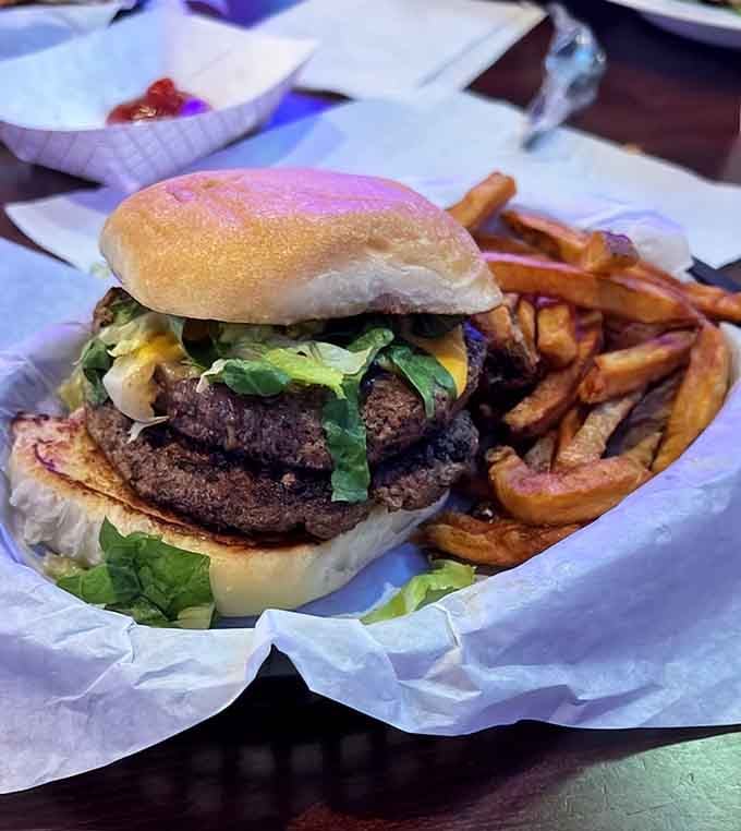 Crispy waffle fries and a loaded burger prove that some combinations are simply meant to be together forever.