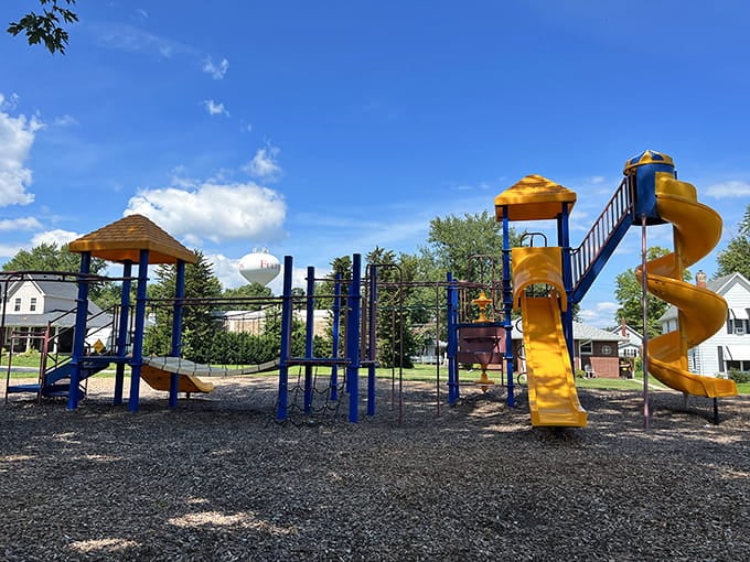 Modern playground equipment meets small-town hospitality where kids can still be kids without supervision anxiety.