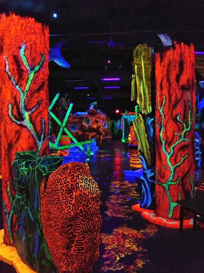 These glowing coral formations prove Mother Nature has nothing on blacklight paint and creative Portland artists.