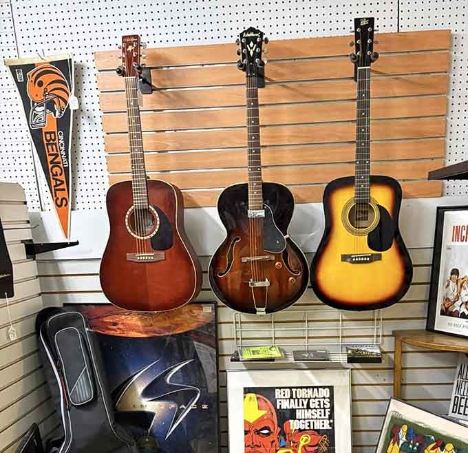 These guitars aren't just instruments; they're stories waiting to be played, each scratch and dent a verse in their musical history.