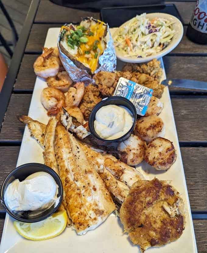 This platter has more seafood variety than a marine biology textbook and tastes infinitely better than anything educational should.