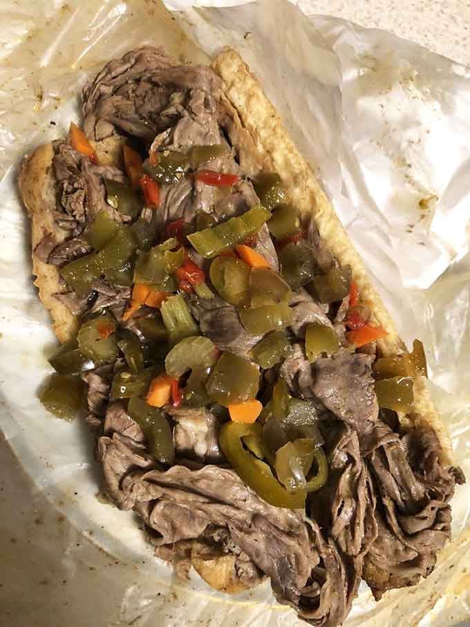 Italian beef with giardiniera: Chicago's answer to the French Dip, except it fought back with peppers and attitude.