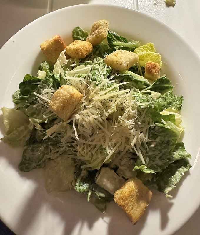 Caesar salad done right with generous parmesan, crisp romaine, and croutons that actually earn their keep.