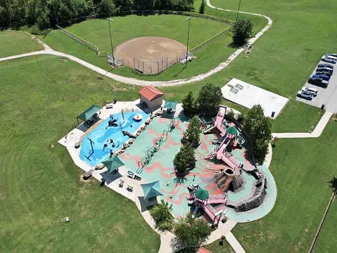 From above, this colorful wonderland resembles a giant board game where everyone wins every time.
