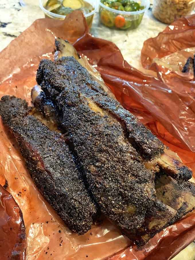 These beef ribs have the kind of bark that would make a tree jealous and meat that's pure heaven.