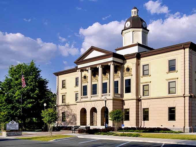 The Columbia County Courthouse anchors downtown with architectural dignity that modern buildings forgot how to achieve decades ago.