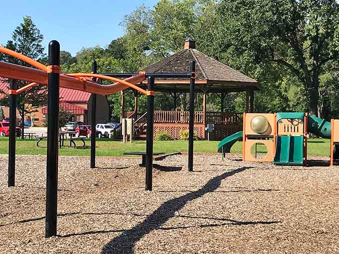Even the playground equipment gets a view of the bluffs, because apparently Lanesboro believes in scenic beauty for all ages.