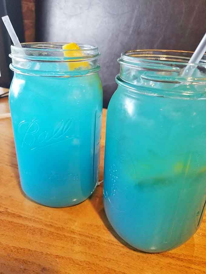 Bright blue Kool-Aid in mason jars because sometimes nostalgia tastes better than anything fancy ever could.