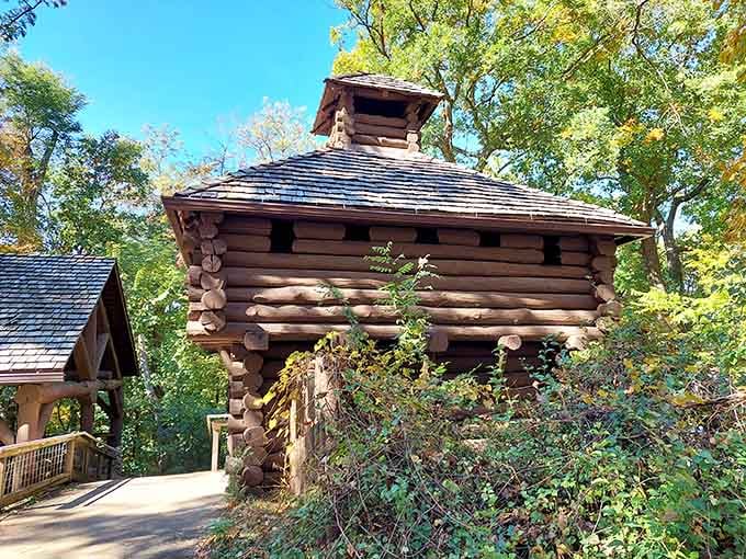 This rustic structure looks like it wandered out of a frontier history book and decided to stay.
