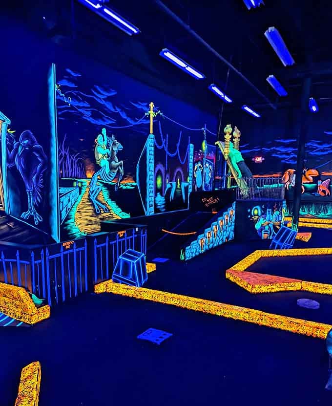 Ancient Egypt meets modern Maryland in this luminescent landscape where pharaohs apparently loved miniature golf all along.