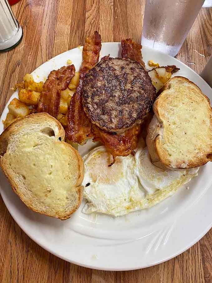 That burger and bacon combo is so generously portioned, your cardiologist might send a strongly worded letter afterward.