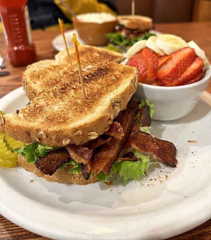 That BLT with fresh strawberries proves lunch here isn't playing second fiddle to breakfast's greatest hits.