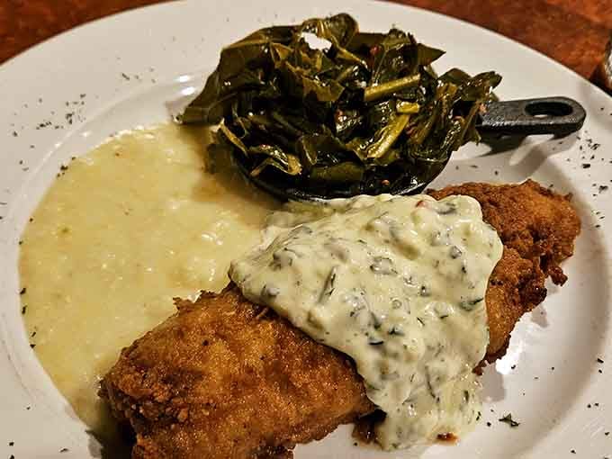 Golden fried trout with all the fixings delivers the kind of plate that makes you slow down and savor life.