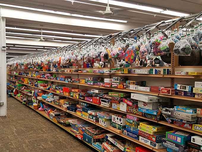Board games and toys fill the shelves, ready to entertain the next generation of family game nights.
