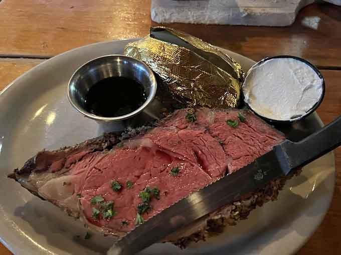 Prime rib sliced thick and cooked to rosy perfection, because sometimes medium-rare is the only answer that makes sense.