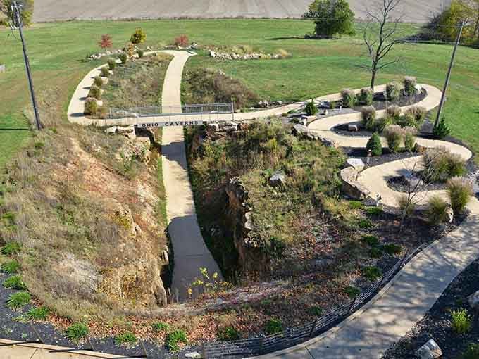 From above, the entrance looks modest, but what lies beneath is anything but ordinary or expected.