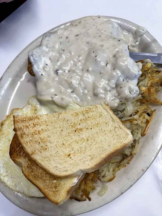 When biscuits and gravy meet hash browns and eggs, beautiful things happen on your plate and in your soul.
